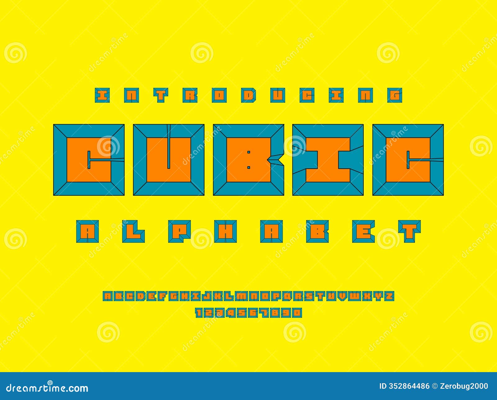 Cubic font stock illustration. Illustration of yellow - 352864486