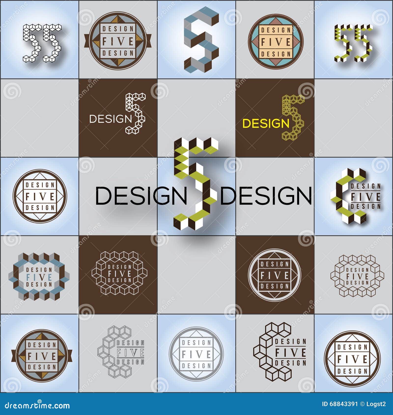 Cubic Form Vector Logos Set Stock Vector - Illustration of branding ...