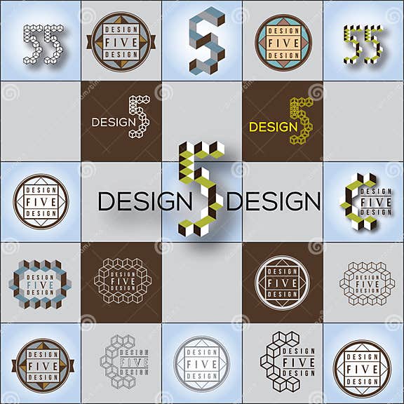 Cubic Form Vector Logos Set Stock Vector - Illustration of branding ...