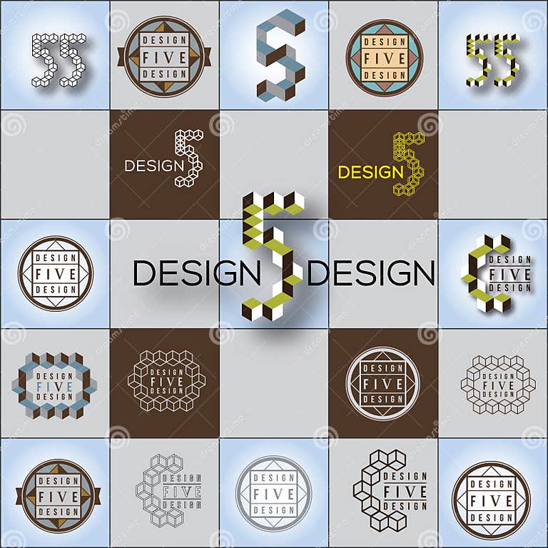 Cubic Form Vector Logos Set Stock Vector - Illustration of branding ...