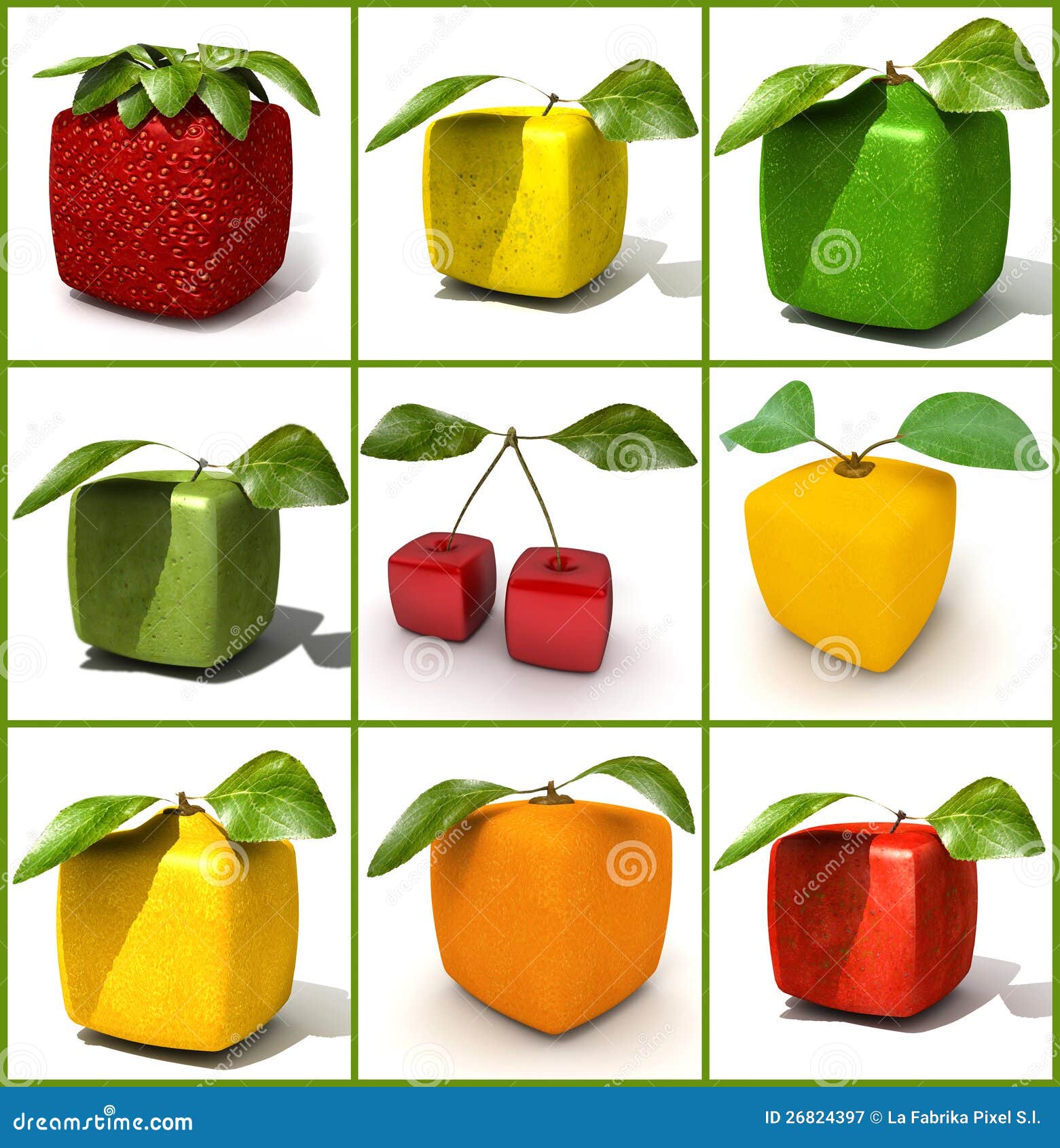Cubic fruit collage stock illustration. Illustration of healthy - 26824397