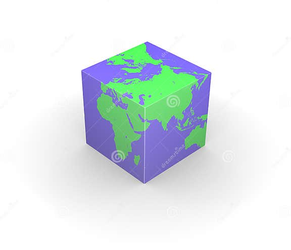 Cubic Globe Earth Cube Square Stock Illustration - Illustration of ...