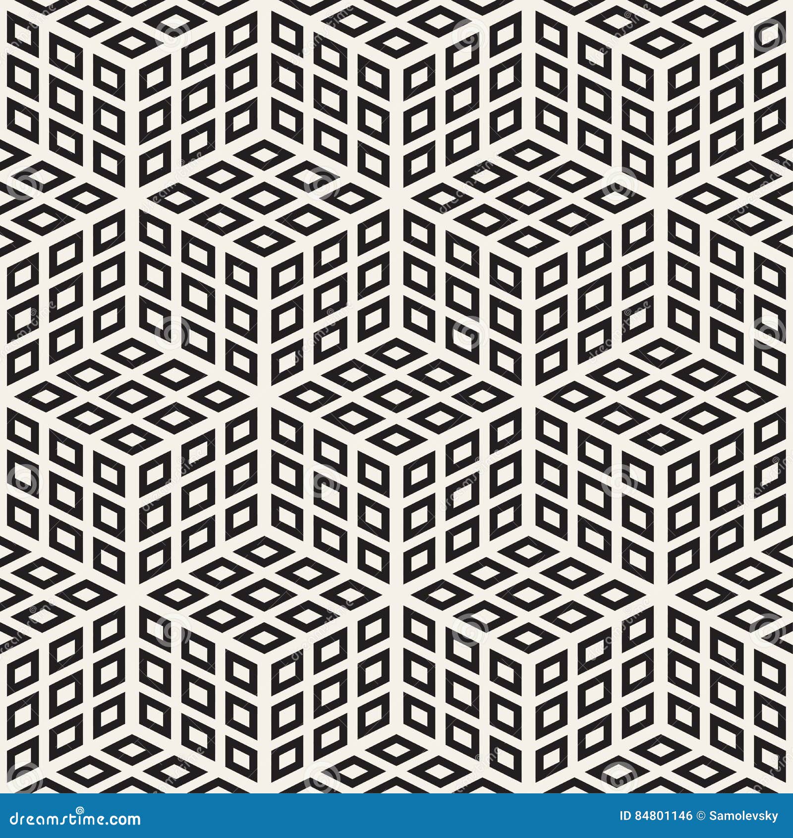 Cubic Grid Tiling Endless Stylish Texture. Vector Seamless Black and ...