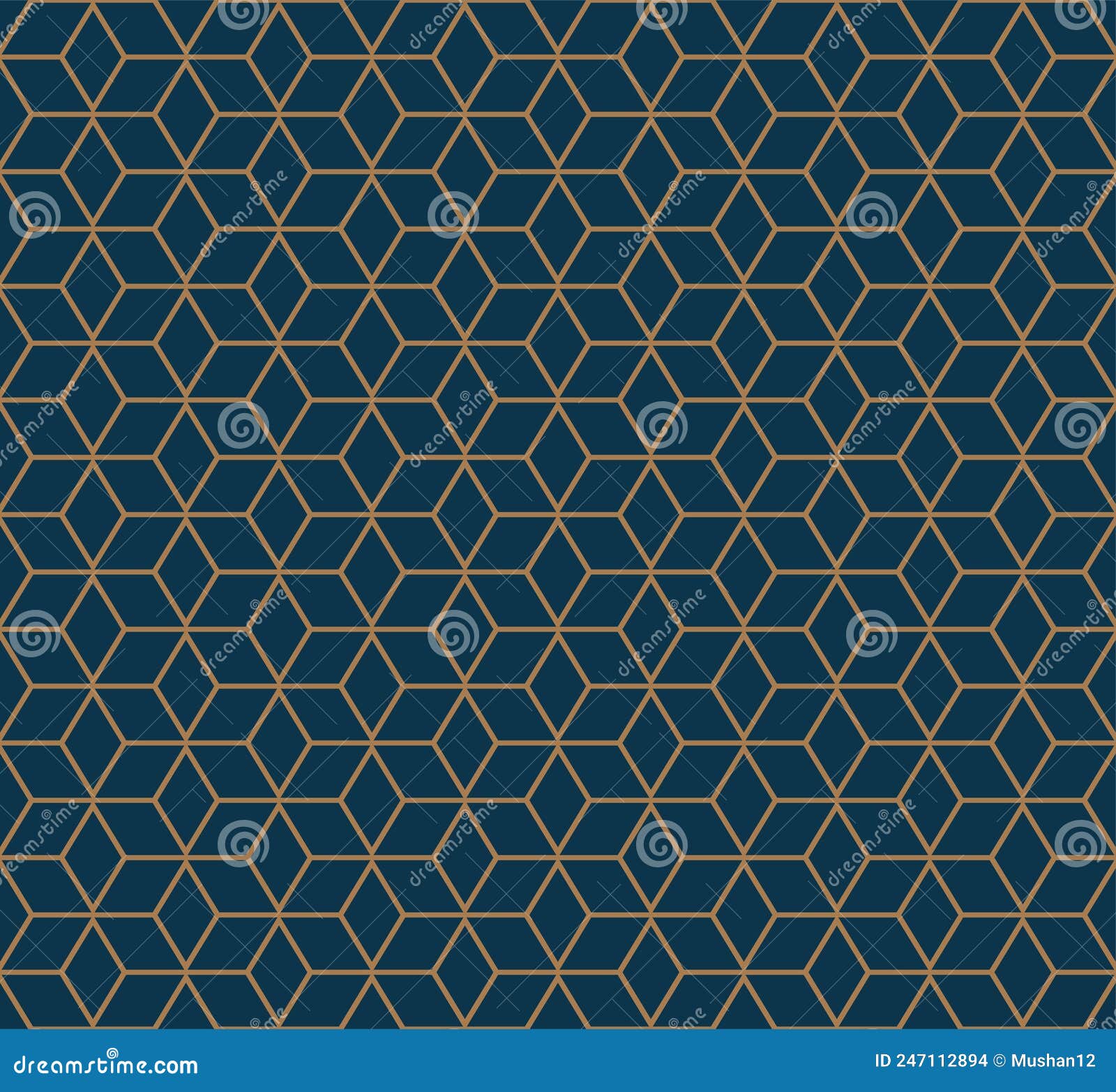 Art Deco Line Art. Rhombus Star Grid Pattern in Gold and Blue Color ...