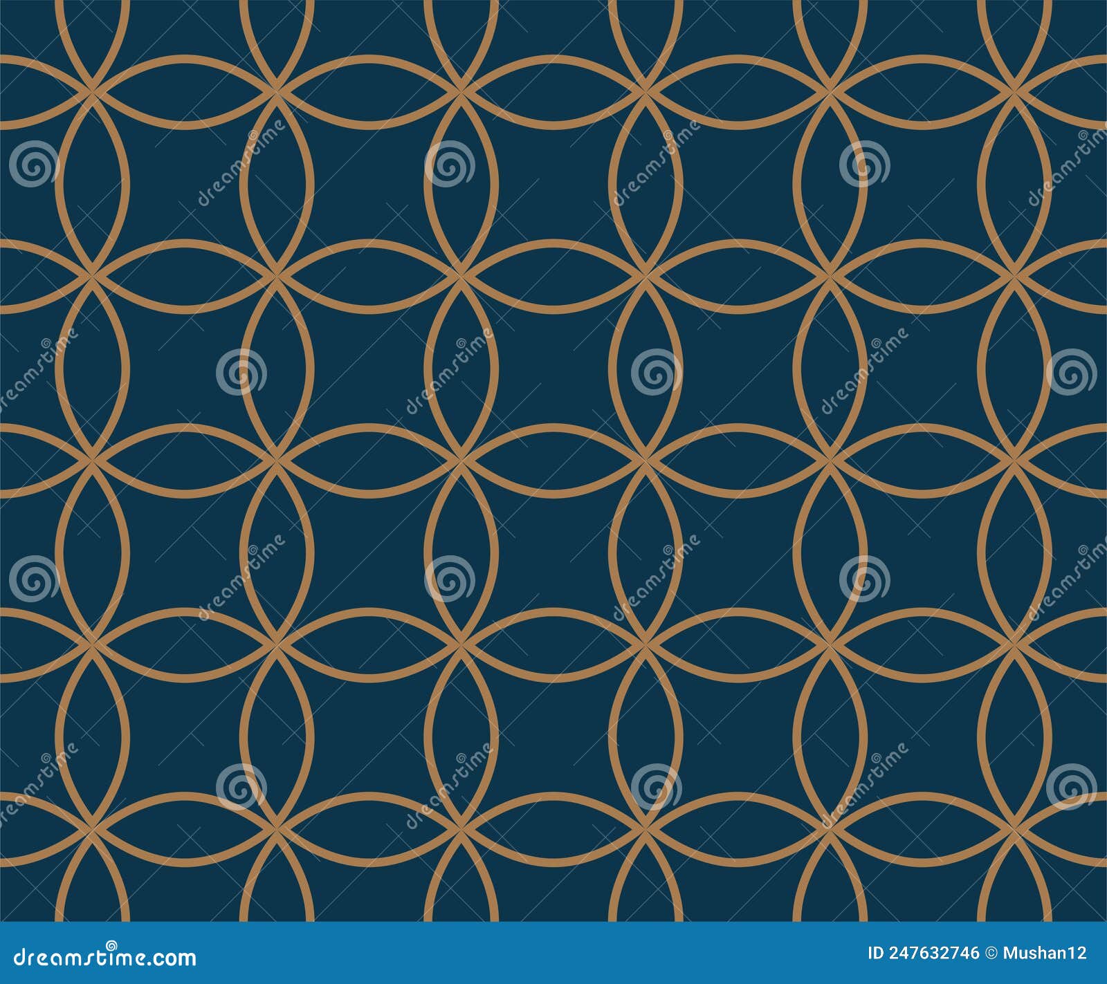 Oval Grid Pattern in Gold and Blue Color. Decorative Seamless ...