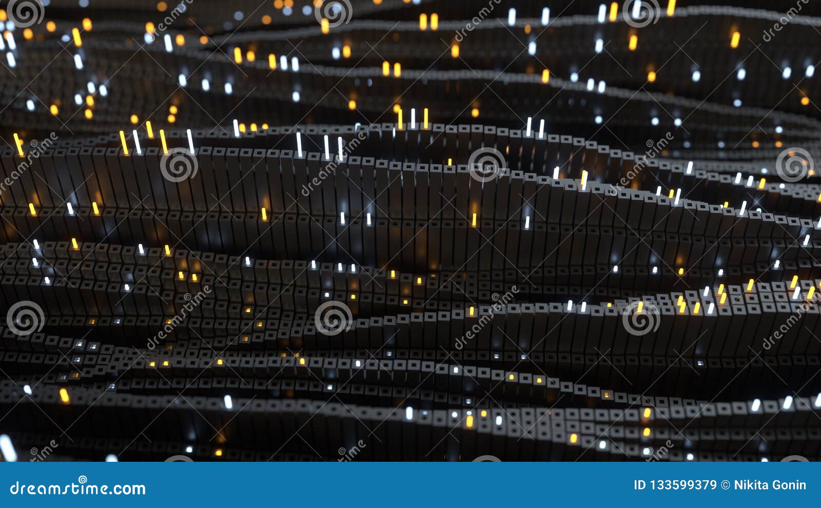 Cubic Matrix of Big Data Flow 3D Render Stock Illustration ...