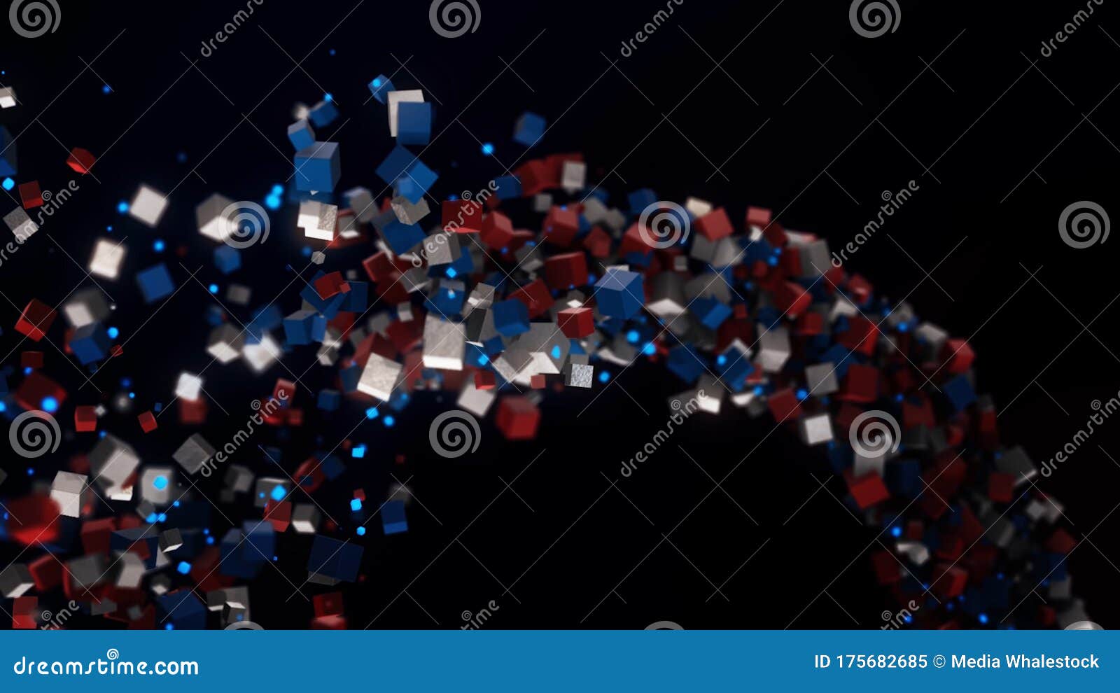 Cubic Particles Forming Line on Black Background. Animation Stock ...