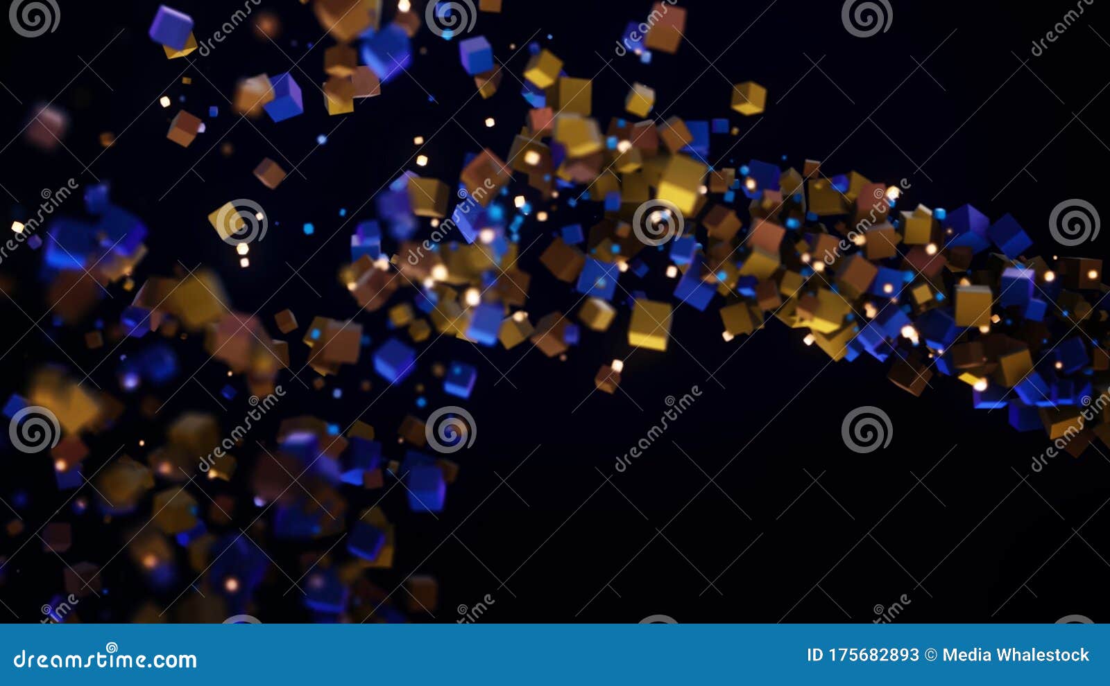 Cubic Particles Forming Line On Black Background. Animation. Cubes Of ...