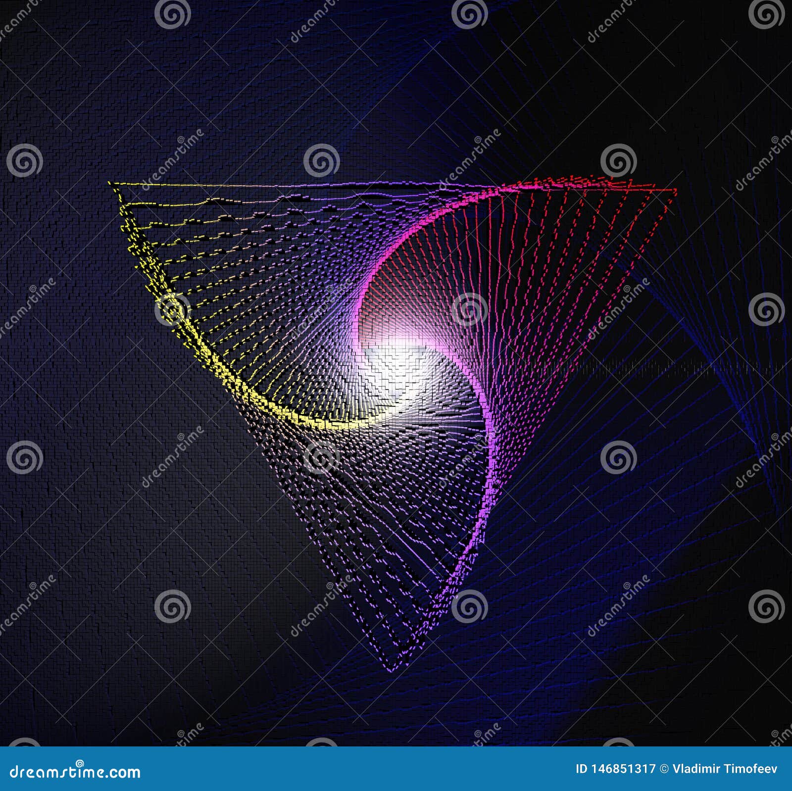 Cubic Pixels Technique Triangular Logo with Glitch Effect. 3D Render ...