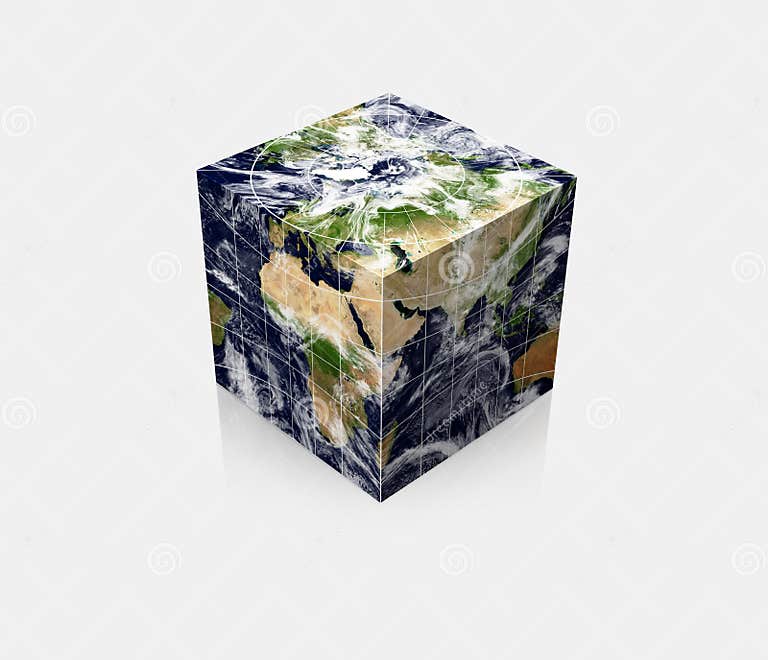 Cubic Planet Globe Earth Cube Stock Illustration - Illustration of cube ...