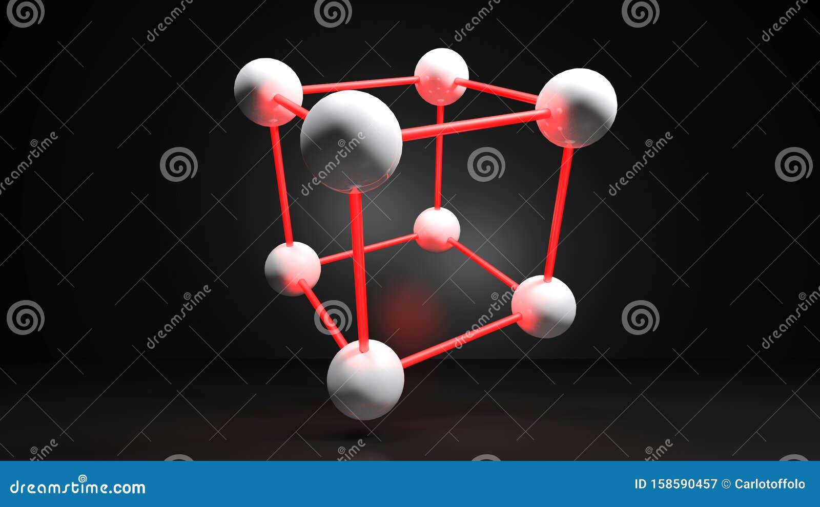 Cubic Structure with White Spheres Connected by Red Light Connections ...