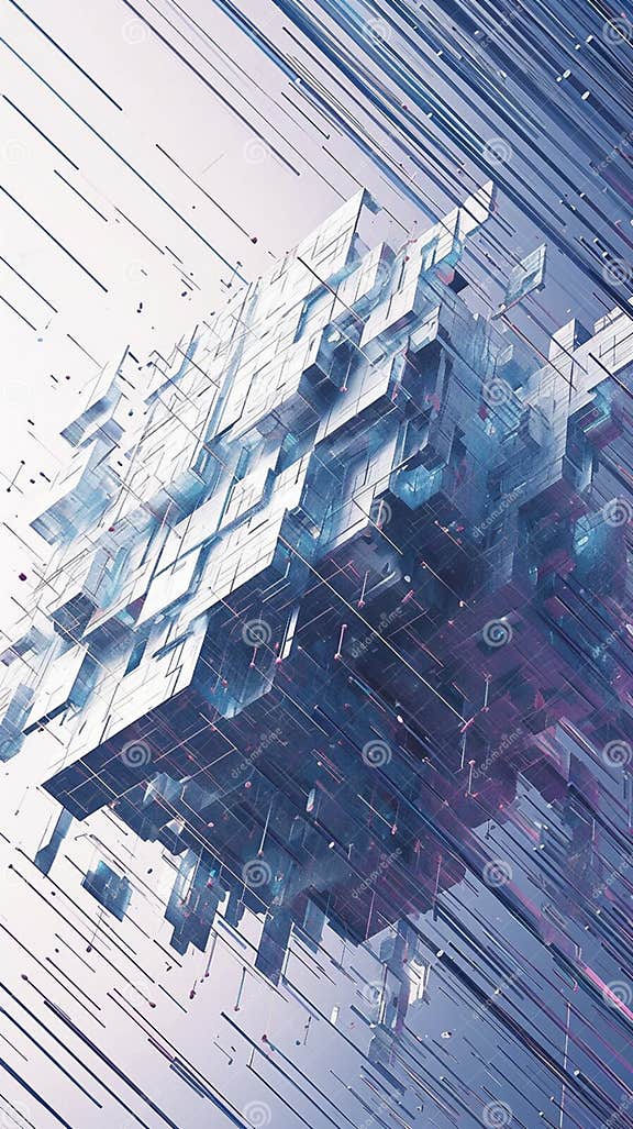 Cubical Form Intersects with Grid Space in Captivating 3D Rendering ...