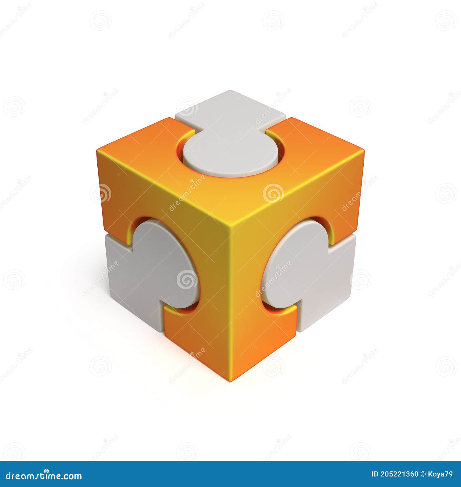 Cubical Jigsaw Icon 3d Rendering Stock Illustration - Illustration of ...