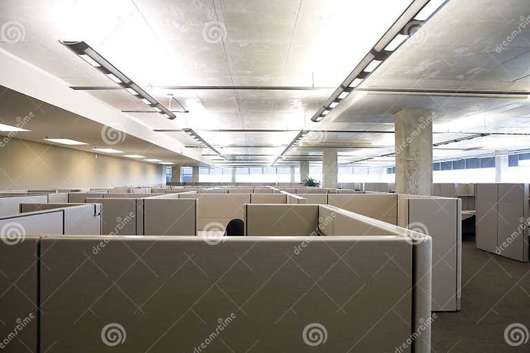 Cubicles in Clean Modern Office Stock Image - Image of working, light ...