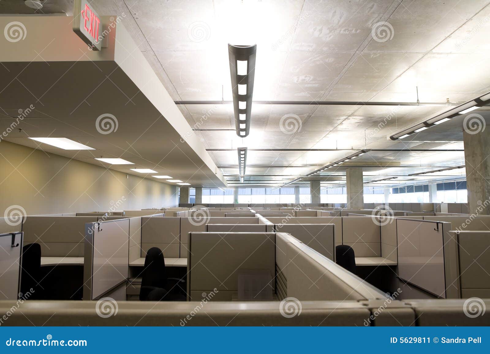 Cubicles in Clean Modern Office Stock Image - Image of working, worker ...