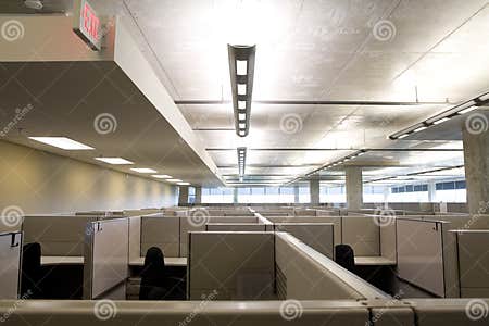 Cubicles in Clean Modern Office Stock Image - Image of working, worker ...