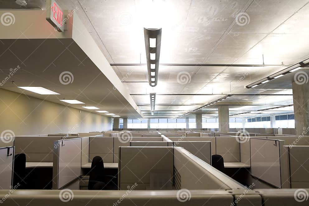 Cubicles in Clean Modern Office Stock Image - Image of working, worker ...