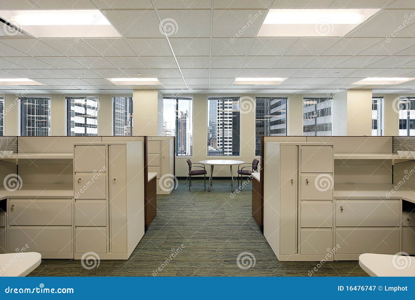 Cubicles in Downtown Office Building Stock Image - Image of upscale ...