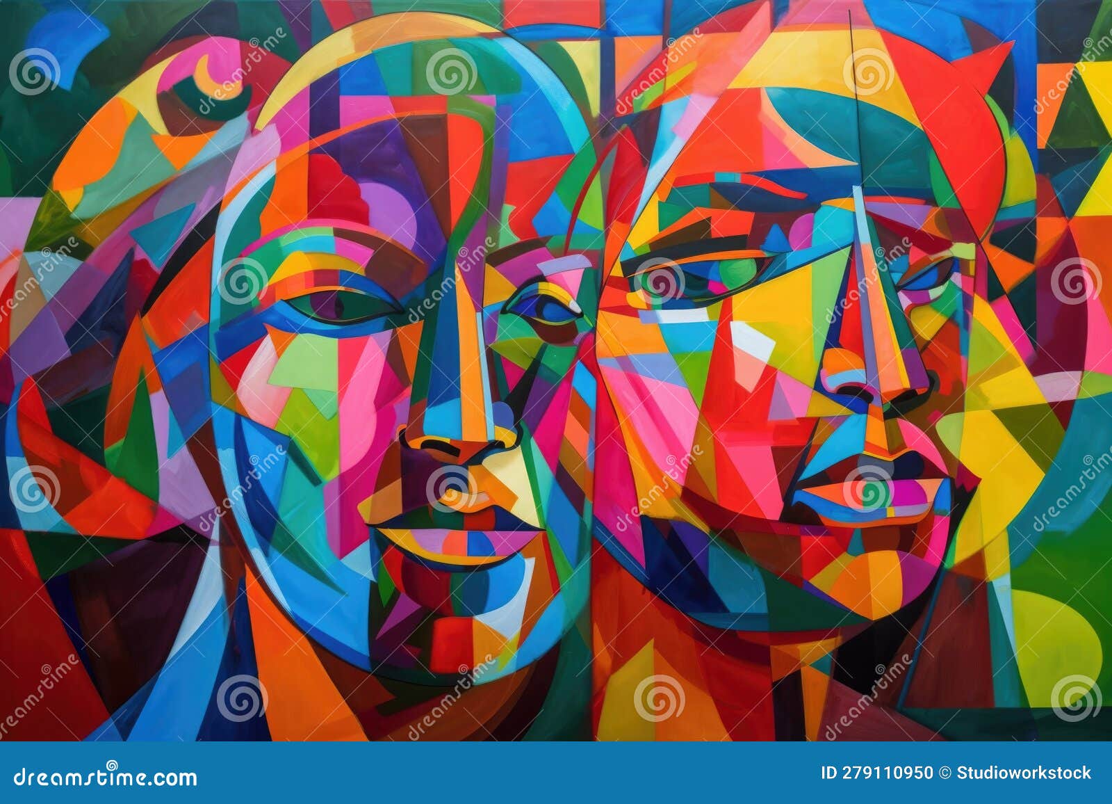 Cubism-inspired Art with Vibrant and Bold Colors Stock Illustration ...