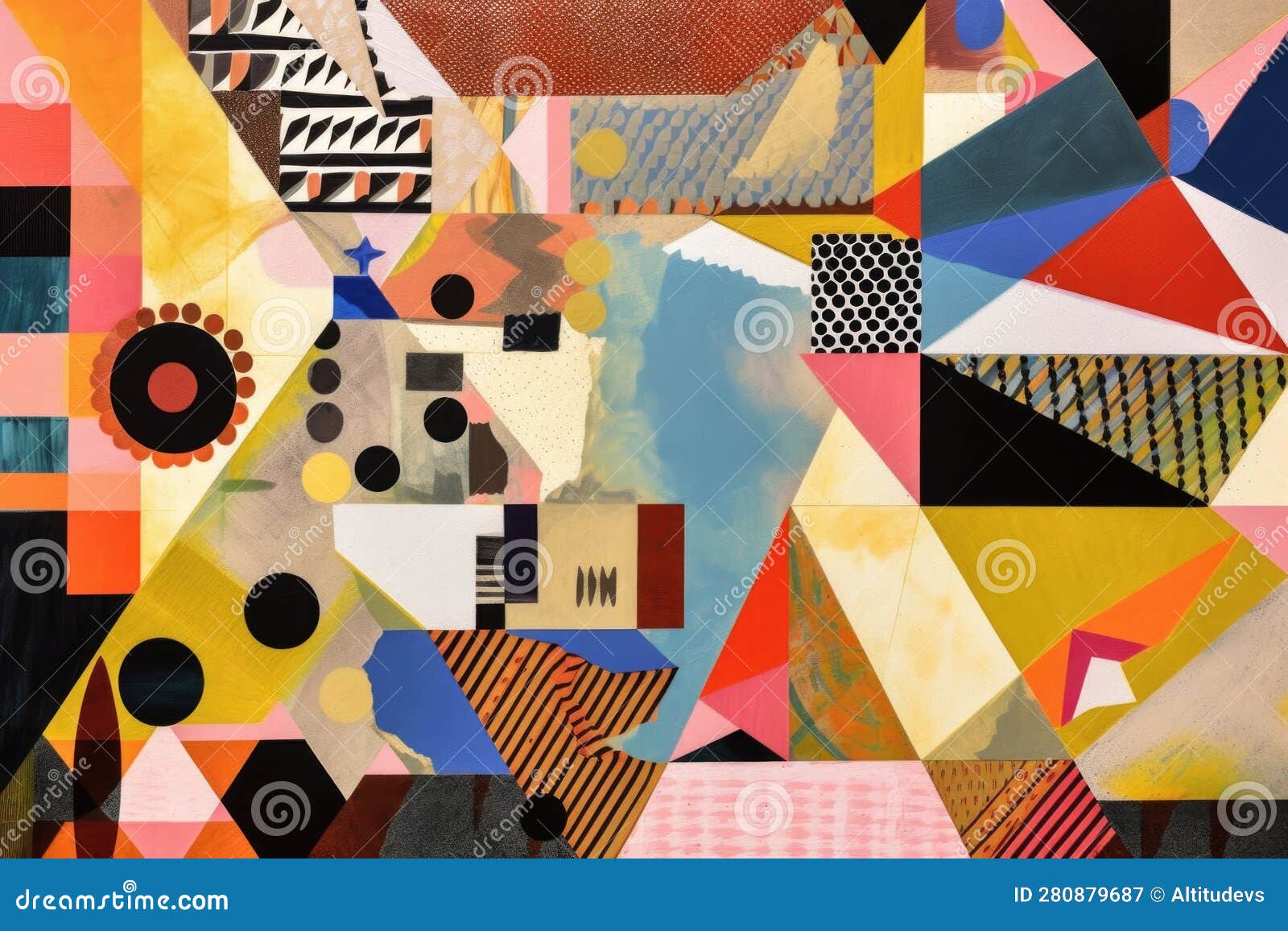 Cubism-inspired Collage of Geometric Shapes and Patterns Stock ...
