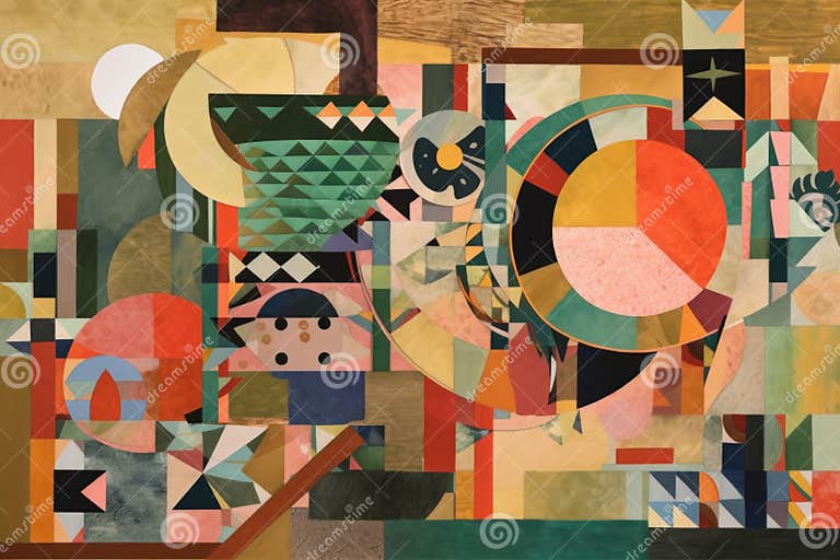 Cubism-inspired Collage of Geometric Shapes and Patterns Stock Photo ...