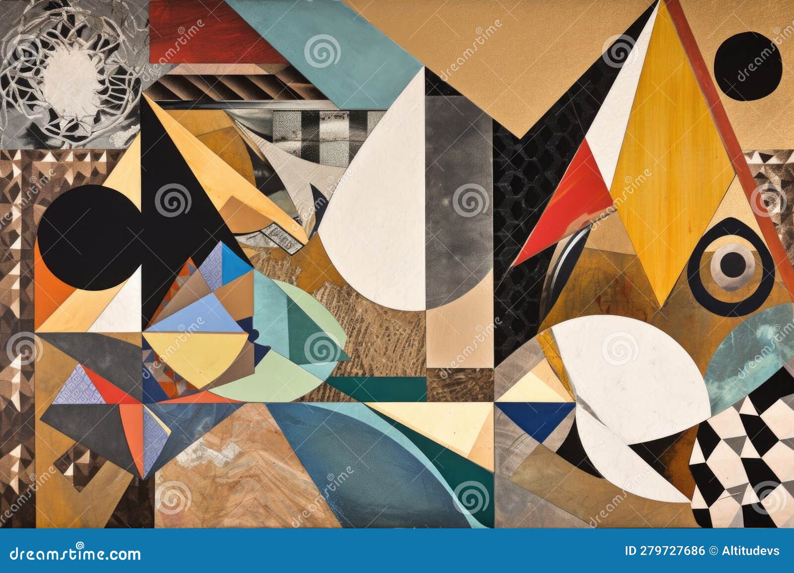 Cubism-inspired Collage of Geometric Shapes and Patterns Stock ...