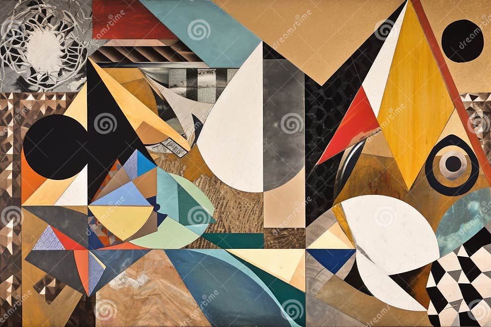 Cubism-inspired Collage of Geometric Shapes and Patterns Stock ...