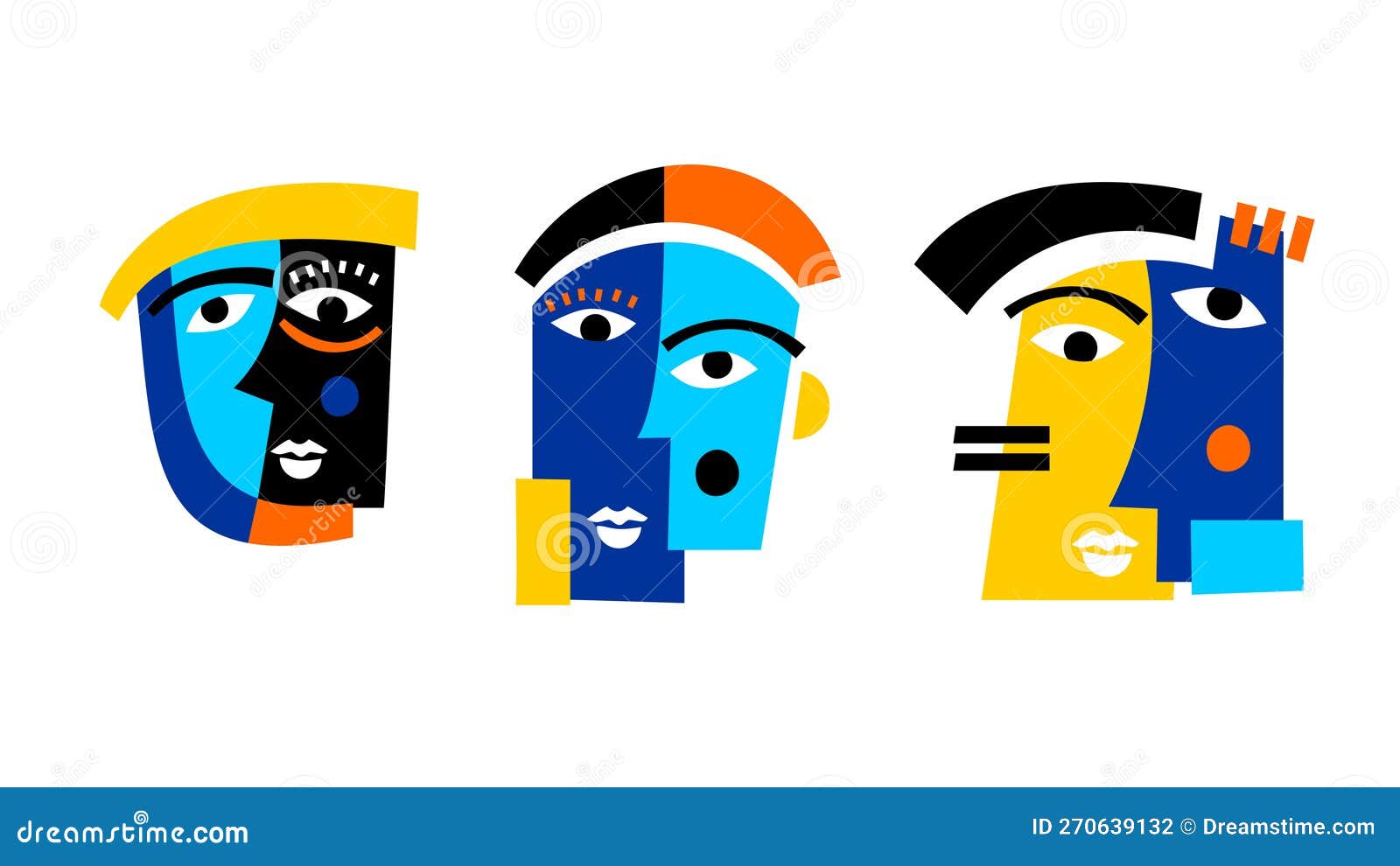 Cubism Painting Face Isolated on White Background Stock Vector ...