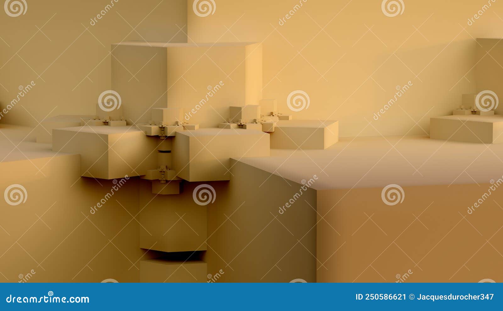 Cubism Style Background Cubes Shape Pattern 3D Illustration Stock ...
