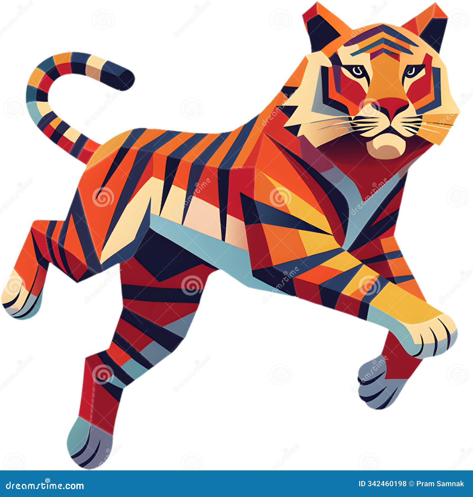 Bold Cubism Tiger Clipart with Angular Shapes. Stock Illustration ...