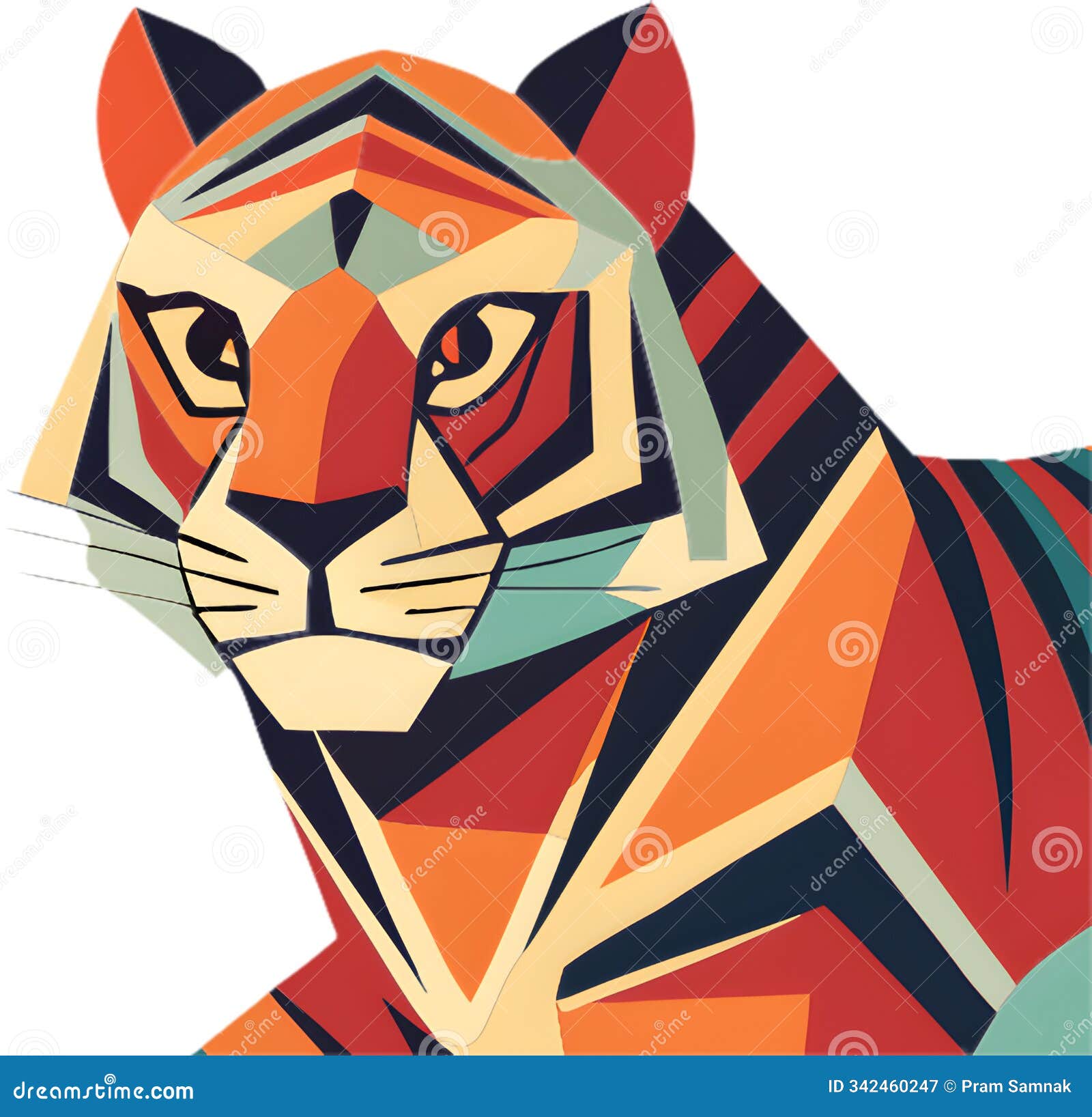 Bold Cubism Tiger Clipart with Angular Shapes. Stock Illustration ...