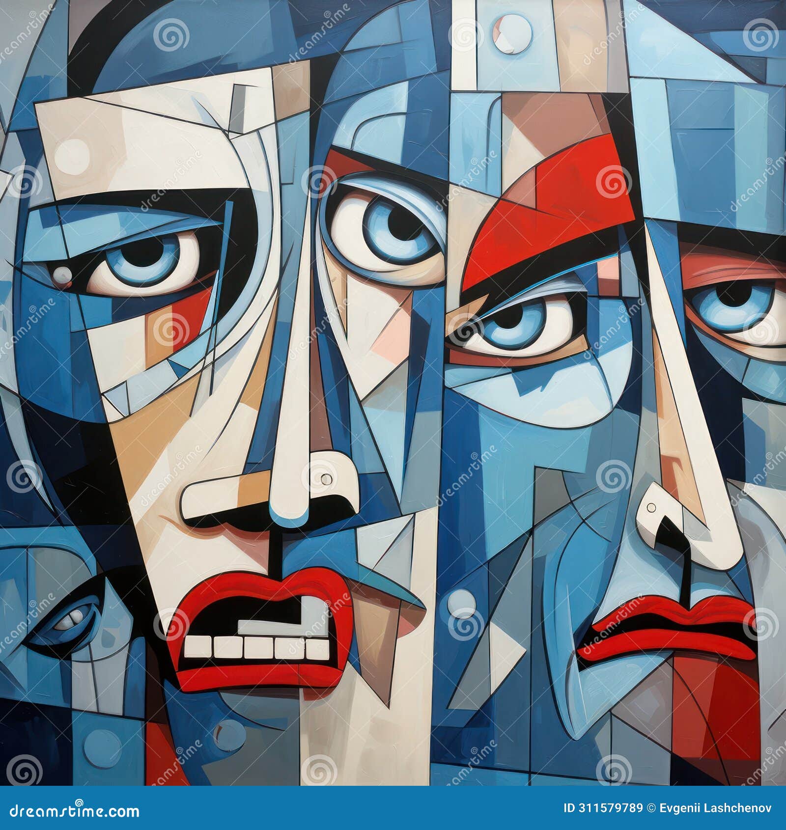 Cubist Artwork Depicting Complex Human Emotions through Abstract Faces ...