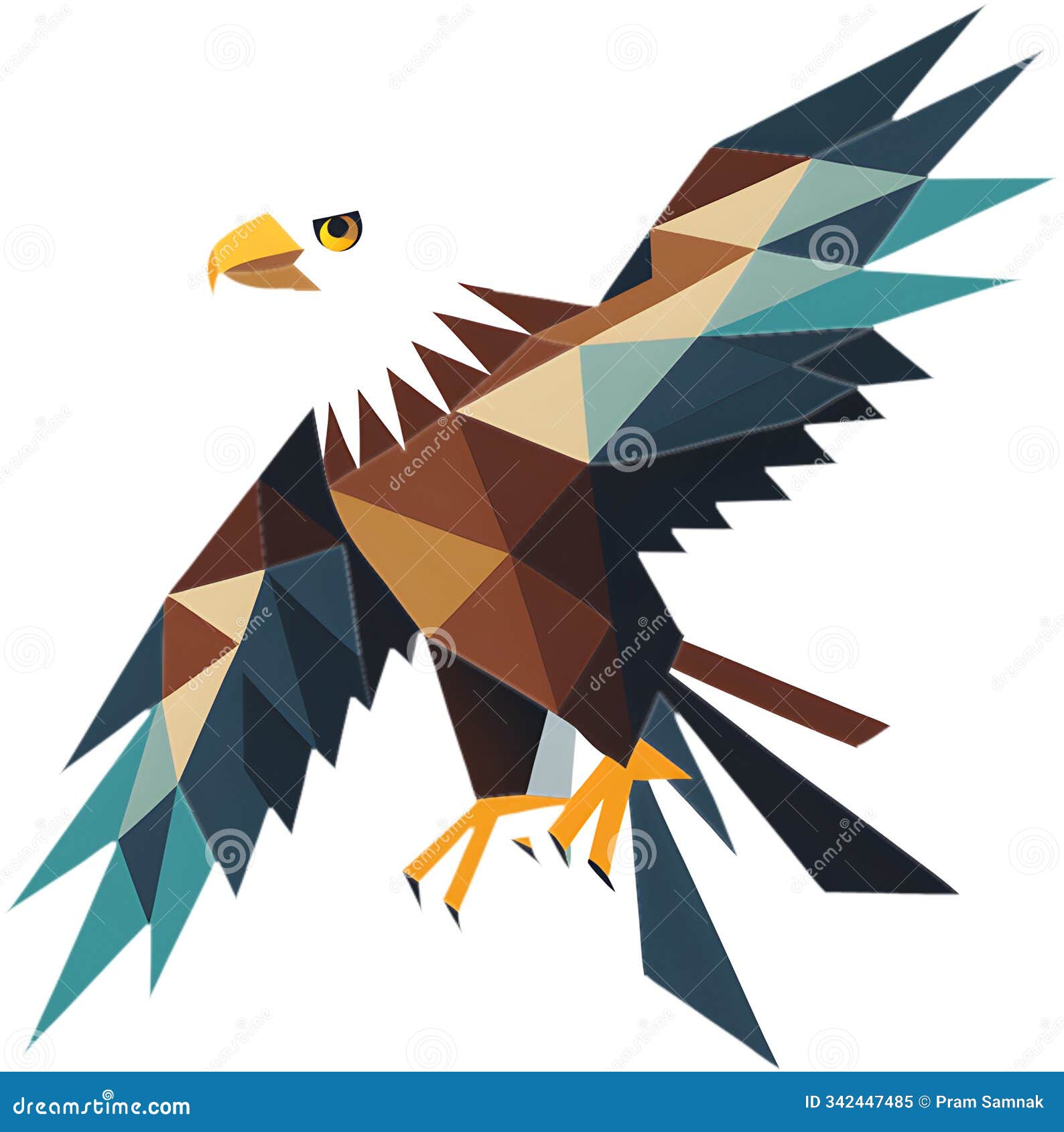 Cubist Bald Eagle Soars with Geometric Precision. Stock Illustration ...