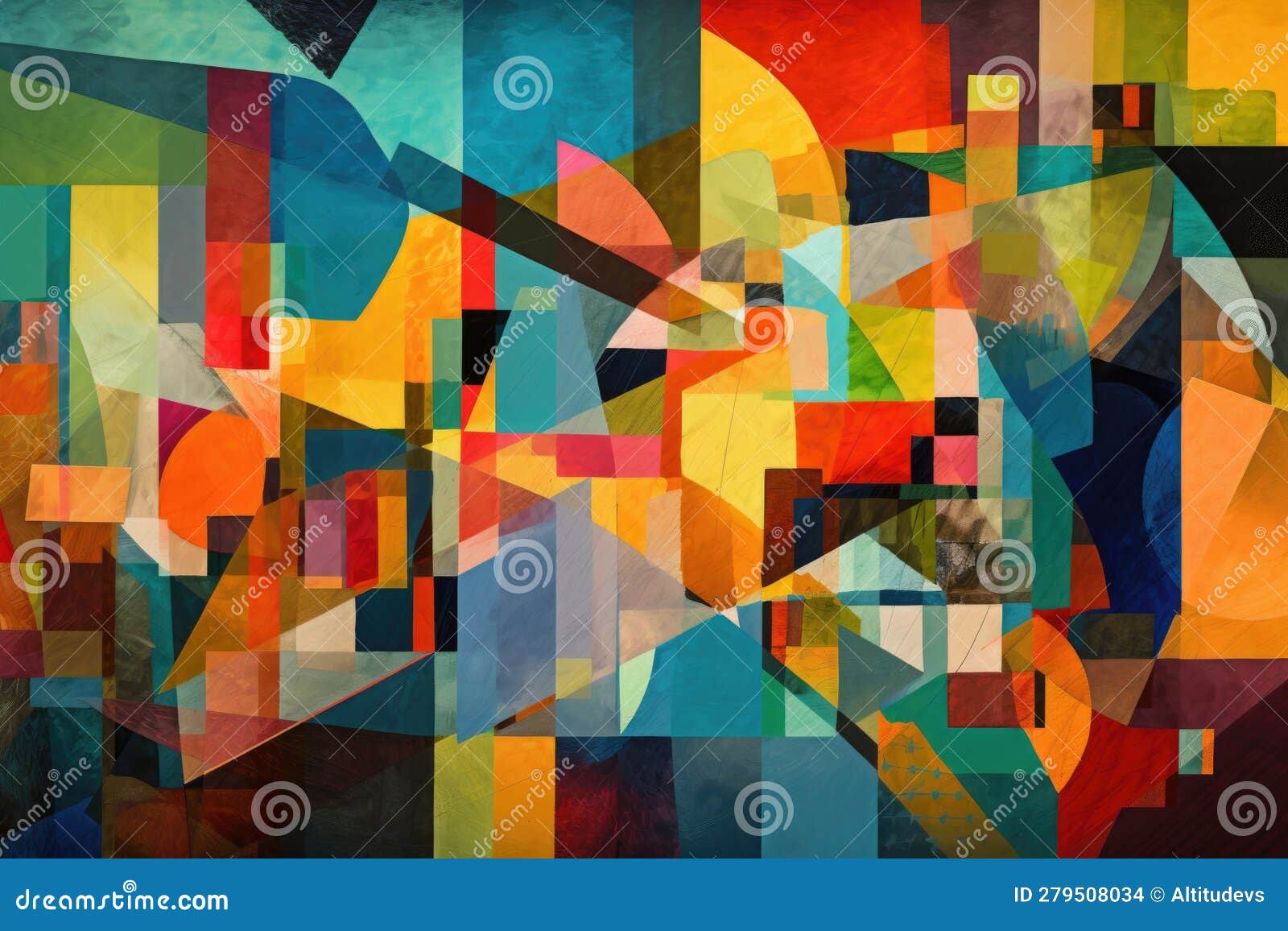 Cubist Collage of Colorful Shapes and Textures Stock Illustration ...