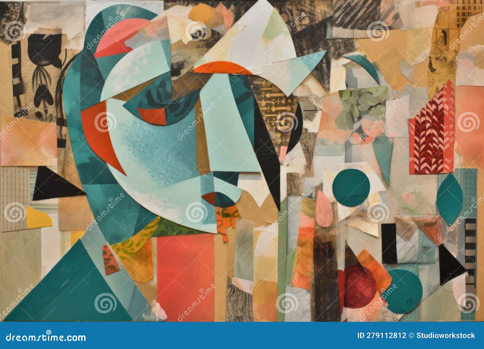 Cubist Collage with Cut-and-paste Elements Stock Illustration ...