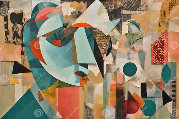 Cubist Collage with Cut-and-paste Elements Stock Illustration ...