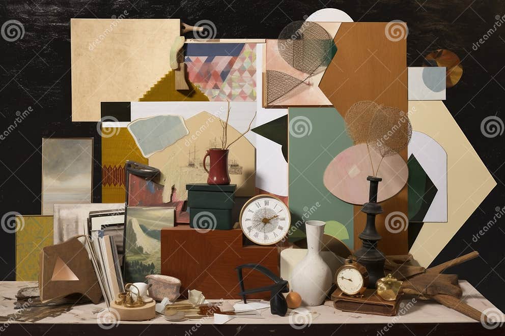 Cubist Collage of Various Objects, Ranging from Household Items To ...
