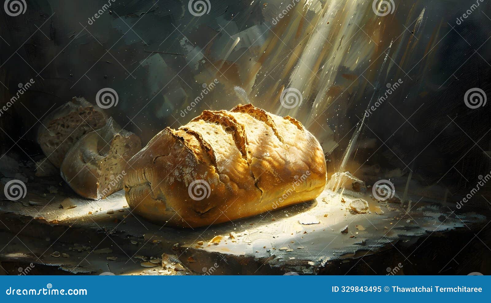 Cubist Composition of Bread Loaf Resting on Illuminated Thyroid Gland ...