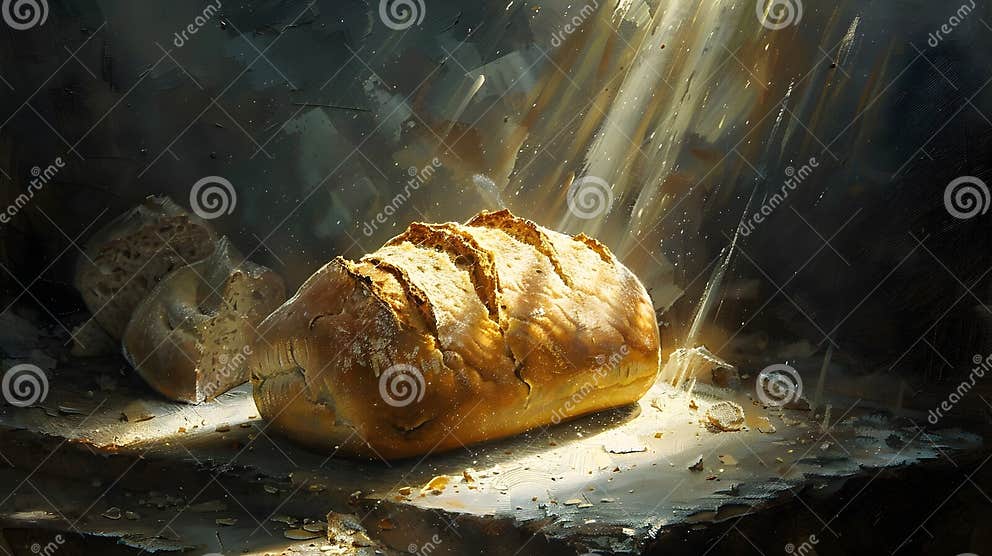 Cubist Composition of Bread Loaf Resting on Illuminated Thyroid Gland ...