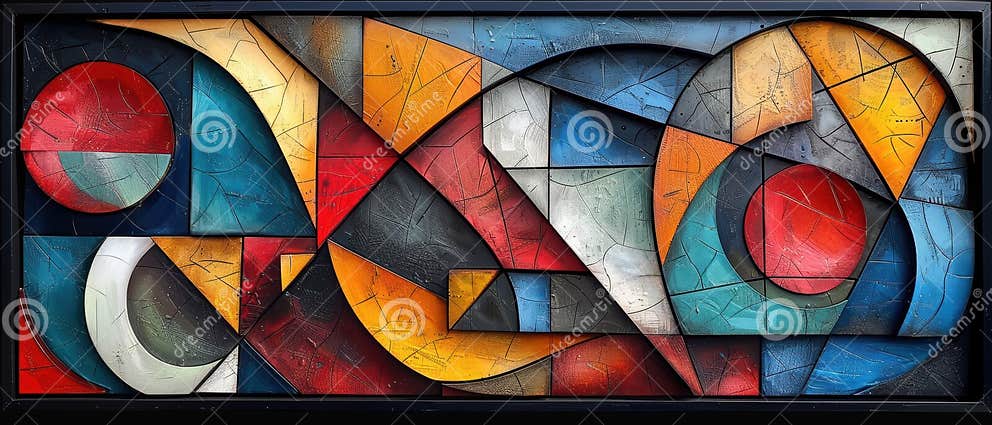Cubist Composition, Fragmented Forms, Geometric Shapes, Bold Outlines ...