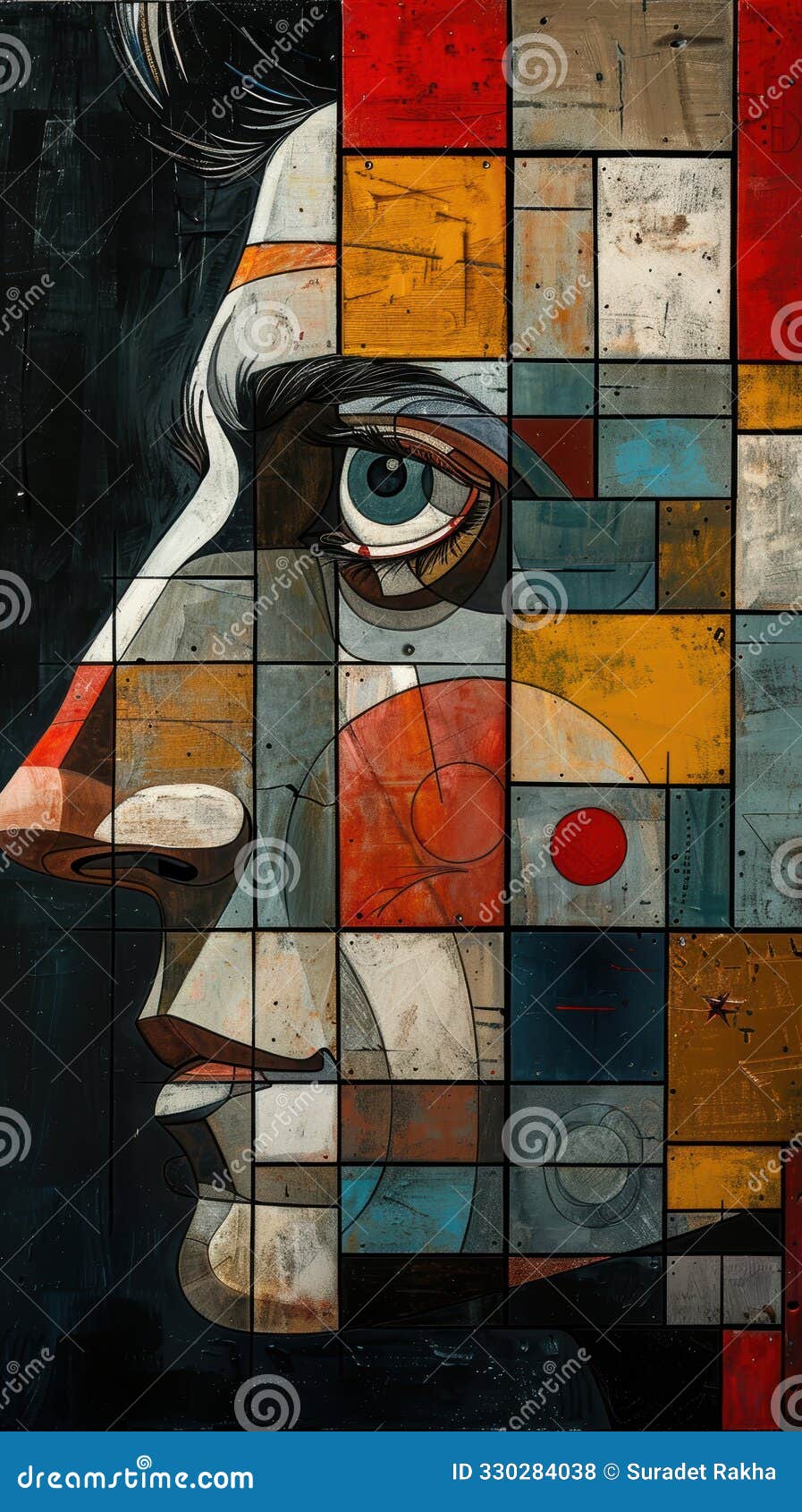 Cubist Composition, Fragmented Forms, Geometric Shapes, Bold Outlines ...