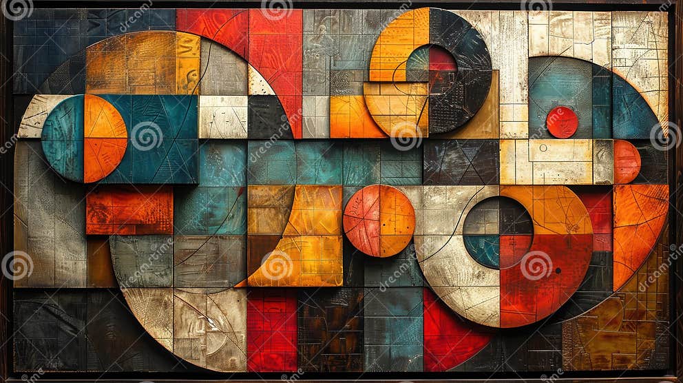 Cubist Composition, Fragmented Forms, Geometric Shapes, Bold Outlines ...