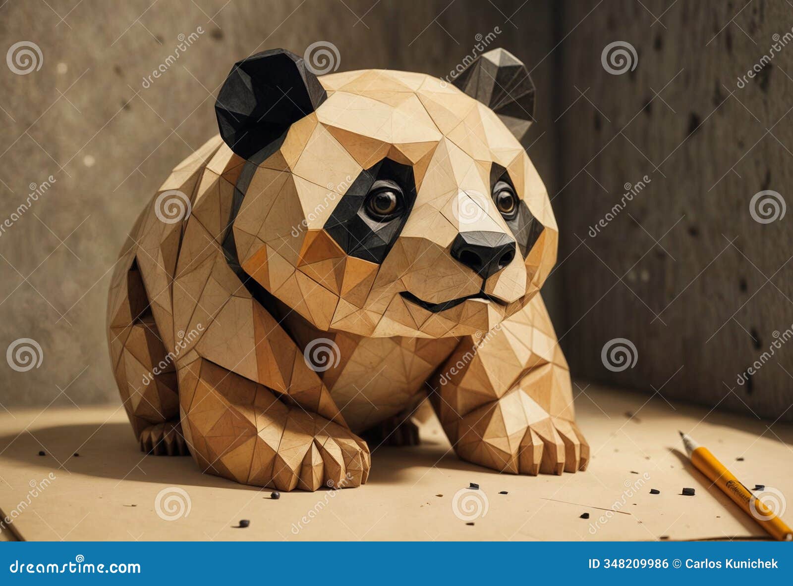 A Cubist Drawing of a Panda, Depicted in Minimalist Analytical Style ...