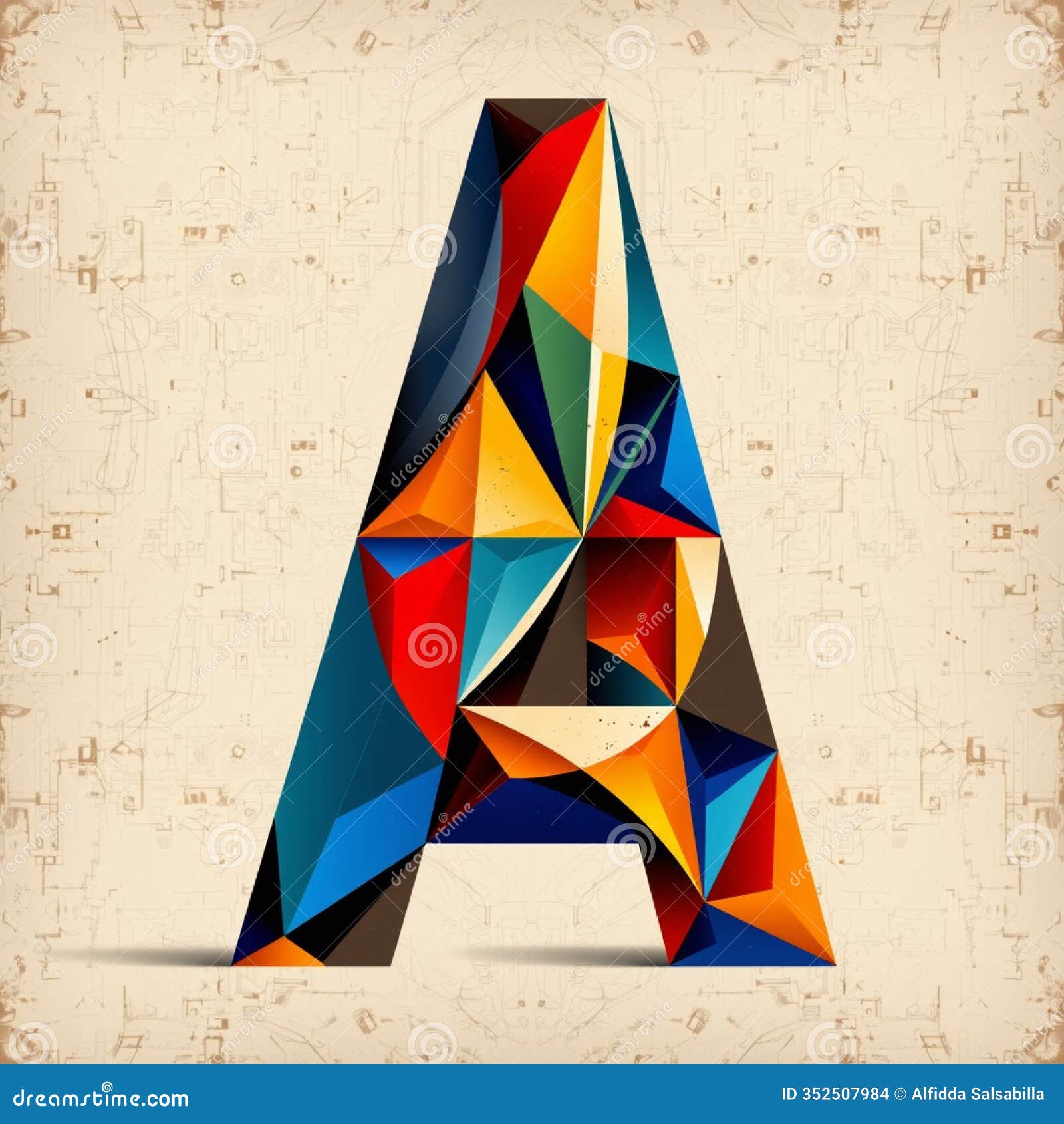 Cubist Alphabet "a" with Fragmented Shapes Stock Illustration ...