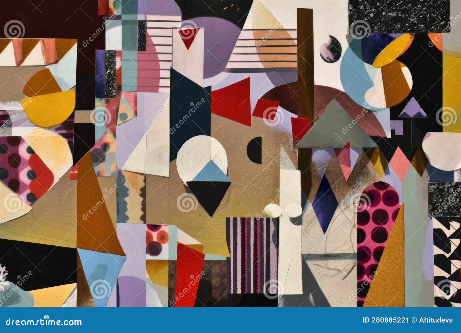 Cubist-inspired Collage of Geometric Shapes, Patterns, and Colors Stock ...