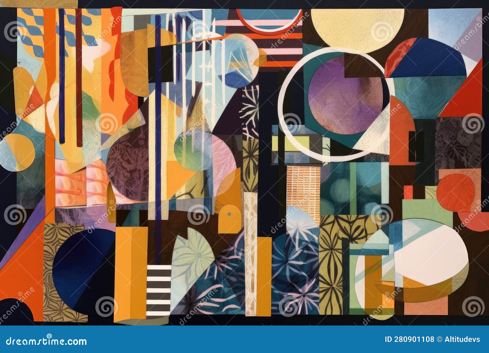 Cubist-inspired Collage of Geometric Shapes, Patterns, and Colors Stock ...