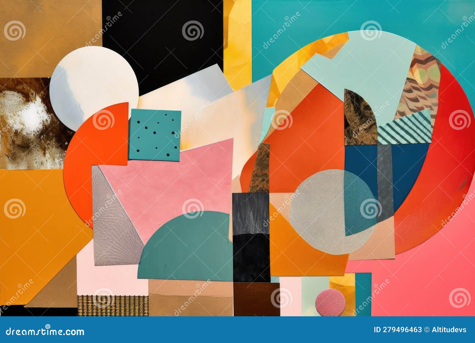 Cubist-inspired Collage of Unique Materials and Colors Stock ...