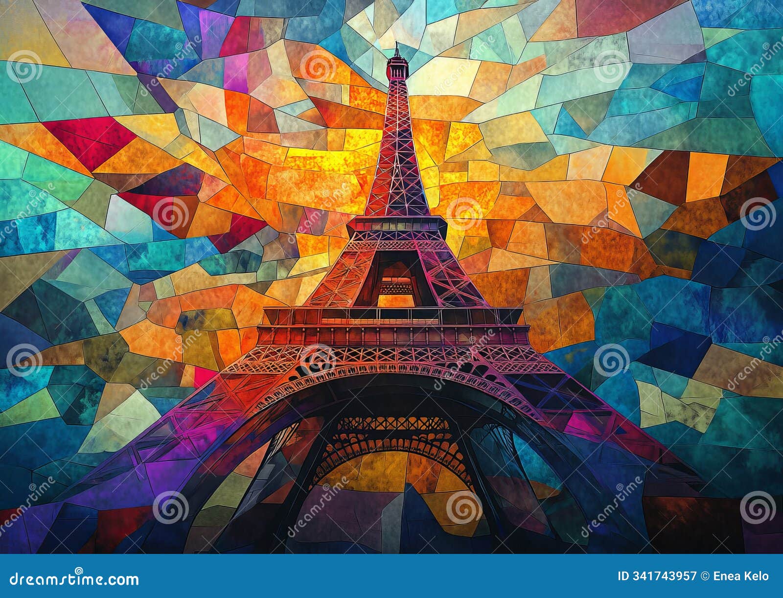 A Cubist Interpretation of the Eiffel Tower Stock Illustration ...