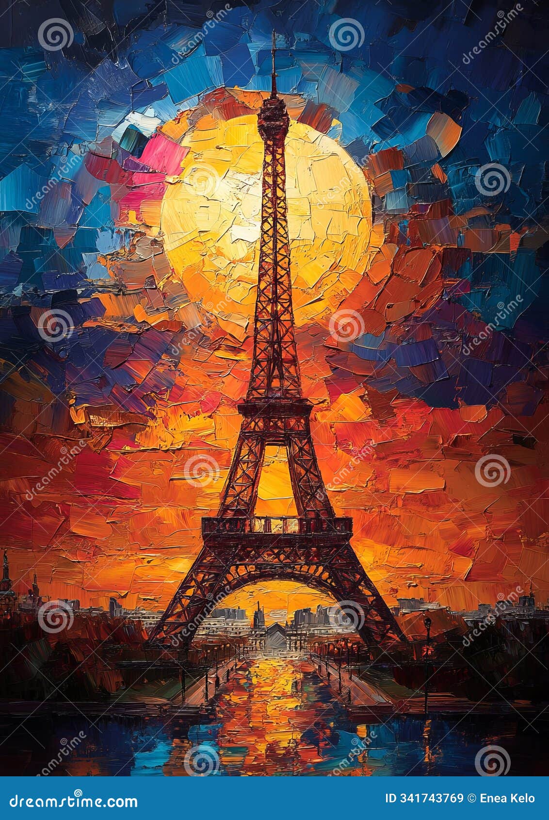 A Cubist Interpretation of the Eiffel Tower Stock Illustration ...