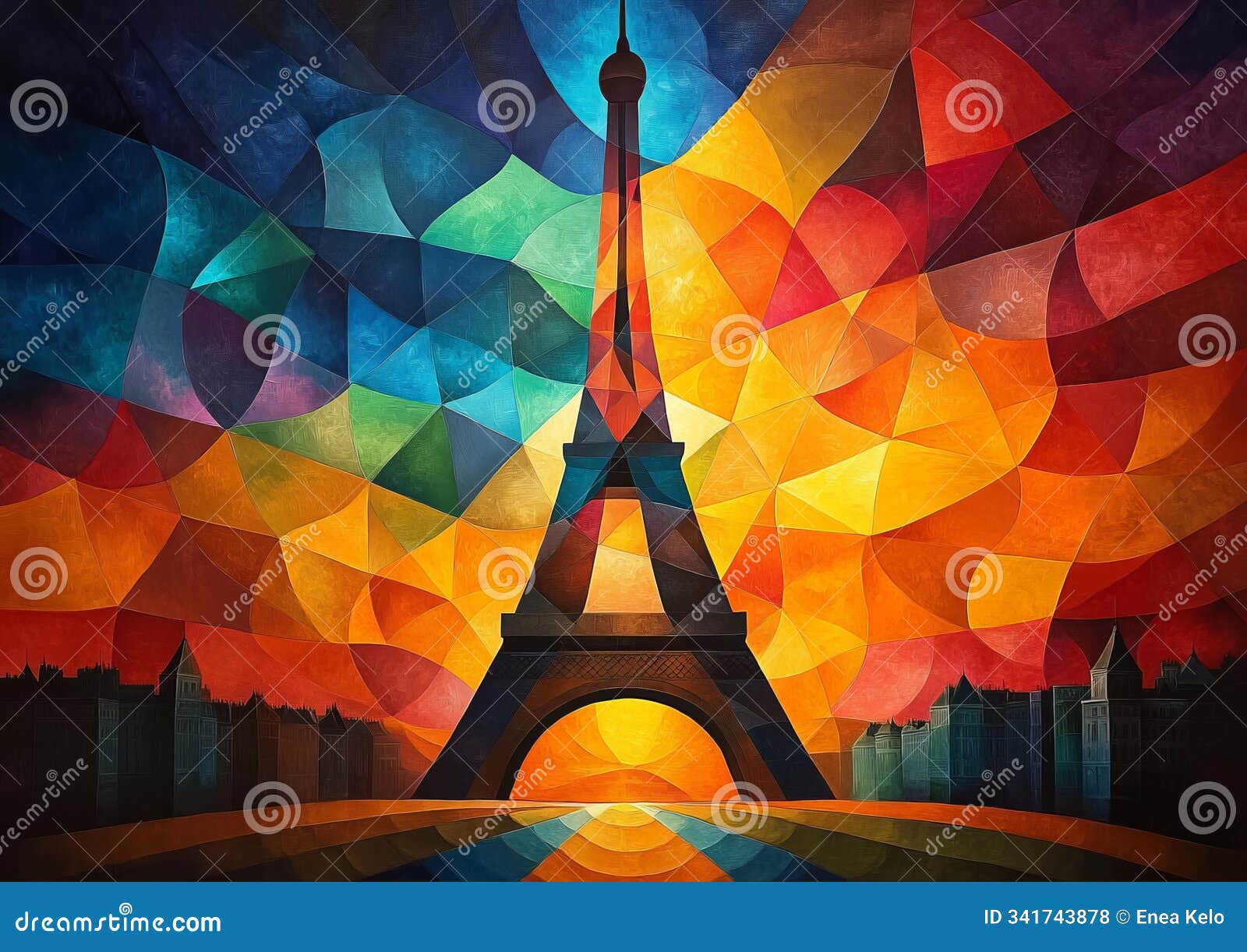 A Cubist Interpretation of the Eiffel Tower Stock Illustration ...